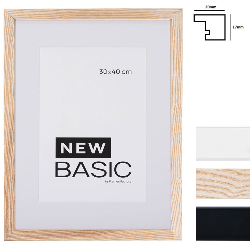 Frames Factory Holz-Bilderrahmen New Basic mit Passepartout 30x40 cm ...