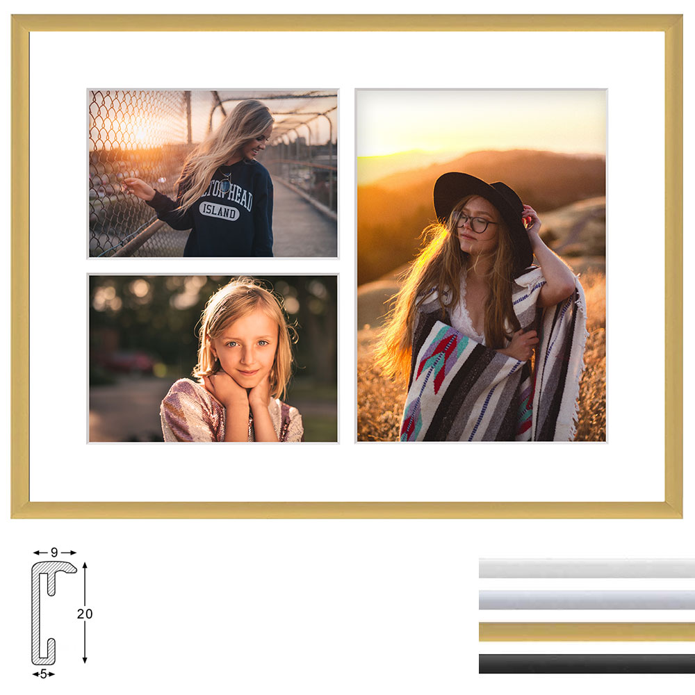 FramesFactory Aluminium Galerie-Bilderrahmen Amelia 30x40 cm (3 Bilder ...