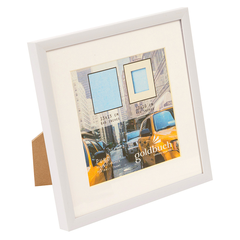 Goldbuch Kunststoff-Bilderrahmen Puro mit Passepartout 15x15 cm (10x10 cm) - weiß | AllesRahmen.de